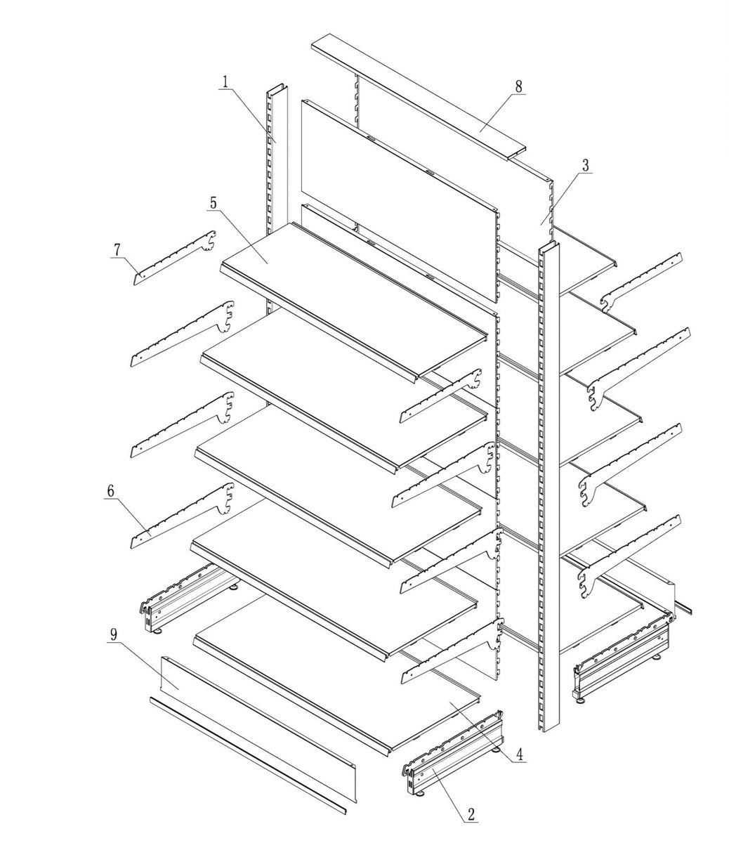 Shop Floor Starter - Double sided gondola kit black - perforated metal ...