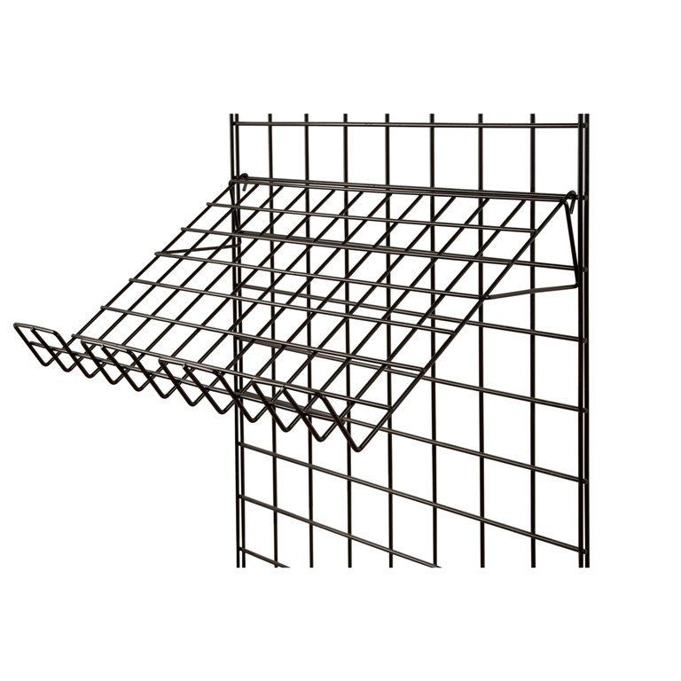 Shop SLANTED GRID SHELF WITH FRONT LIP BLACK 15"X24" | Displetech